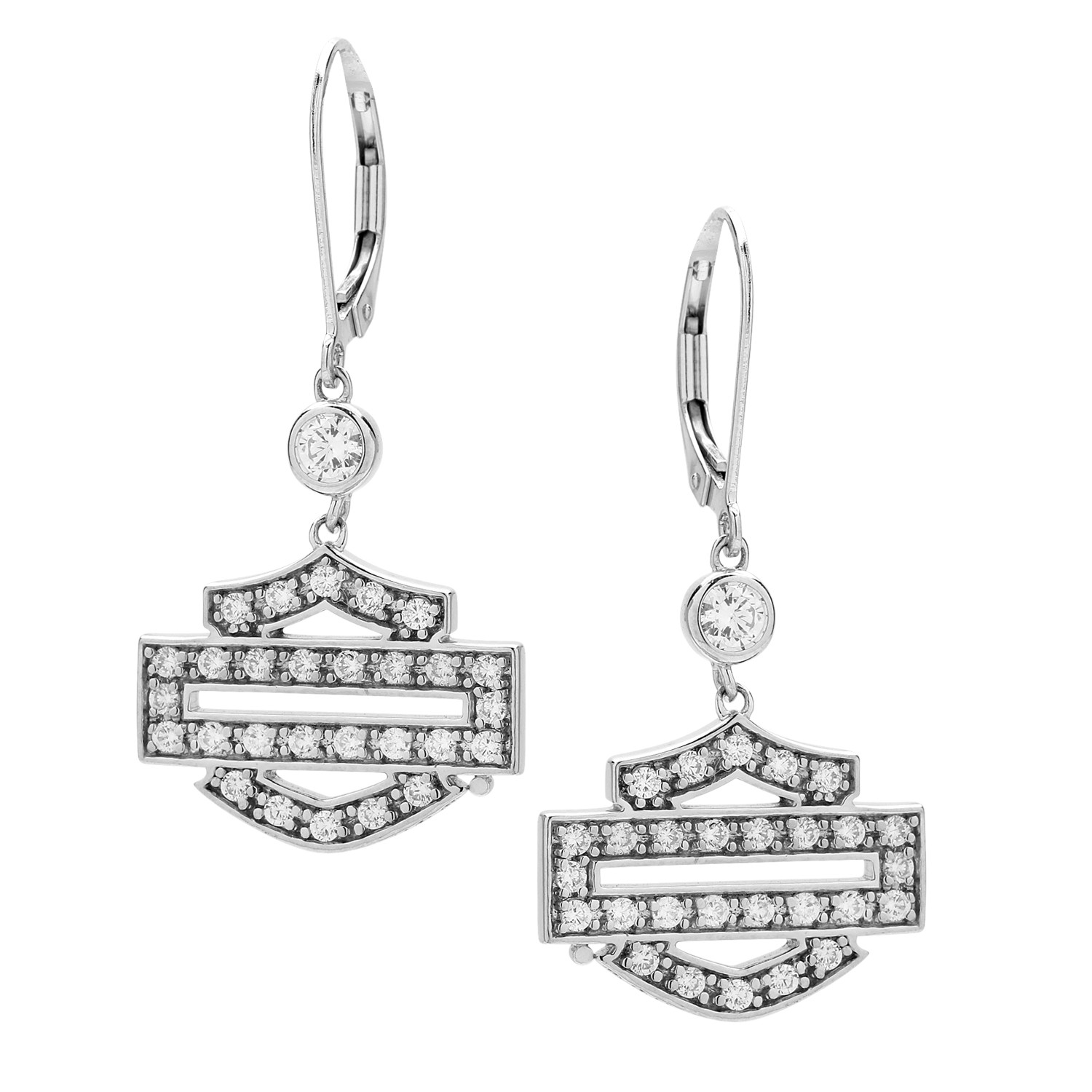 Harley-Davidson® Bling Outline Bar & Shield Dangle Earrings Sterling ...