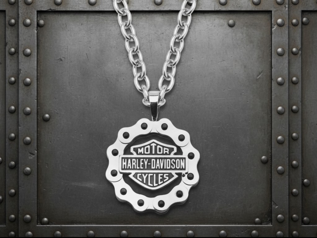 Harley-Davidson® Bar & Shield Bike Chain Necklace 22" Stainless Steel ...