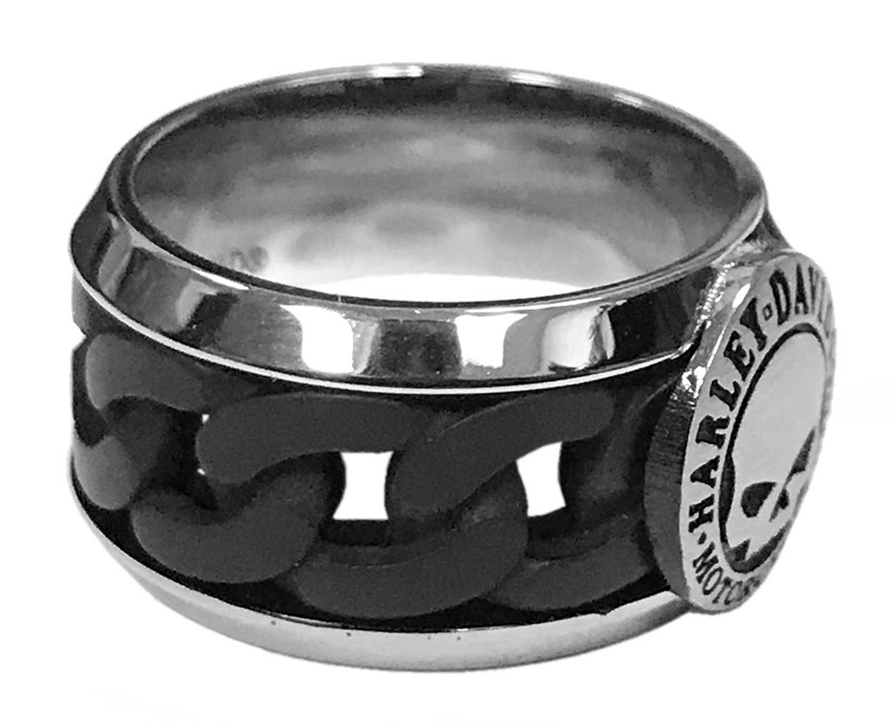 Harley-Davidson® Black Chain Willie G. Skull Ring Stainless Steel HSR0030