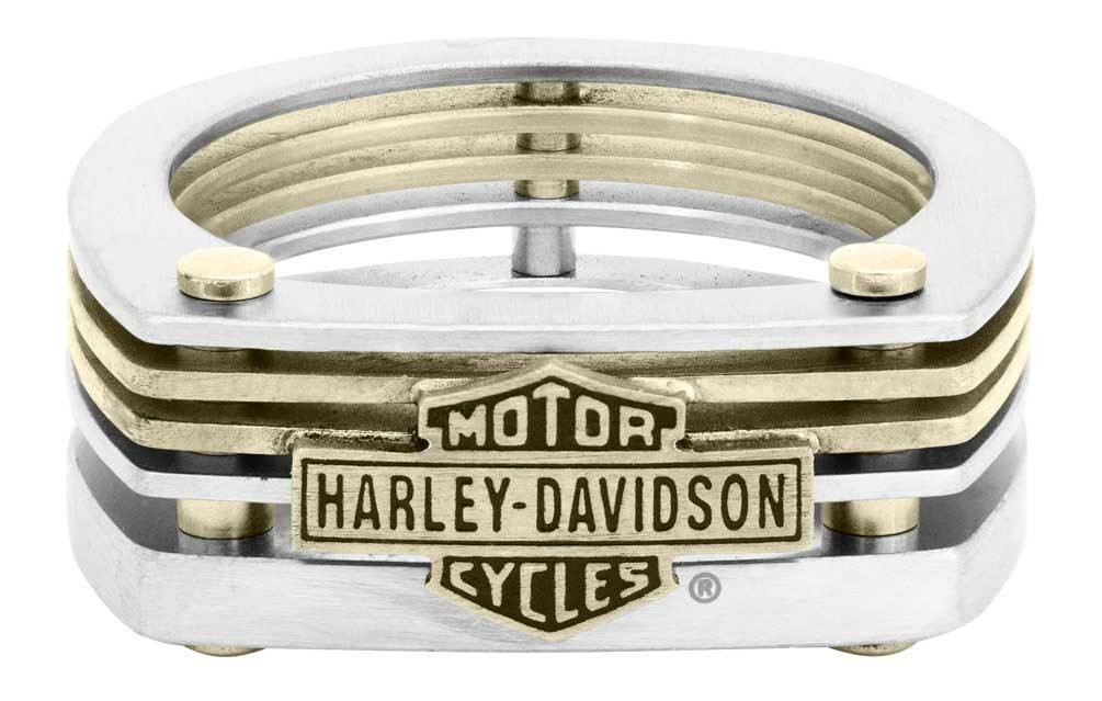 Harley-Davidson® Brass & Steel Layered Industrial Bar & Shield Logo ...