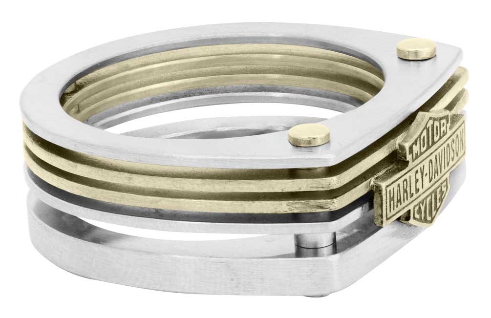 Harley-Davidson® Brass & Steel Layered Industrial Bar & Shield Logo ...