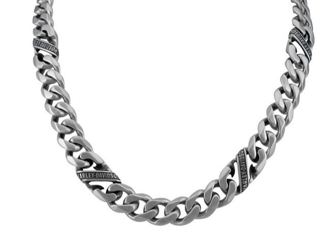 Harley-Davidson® Men's Steel Script Banner Curb Link Chain Necklace Mod ...