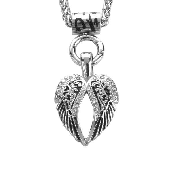 Ladies Angel Wing Pendant Stainless Steel Fox Tail Chain , Biker ...