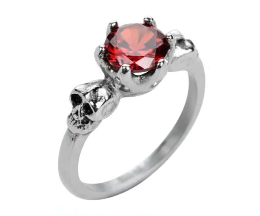 Ladies Red Solitaire Skull Ring Stainless Steel Sizes 5 - 10 , Biker ...