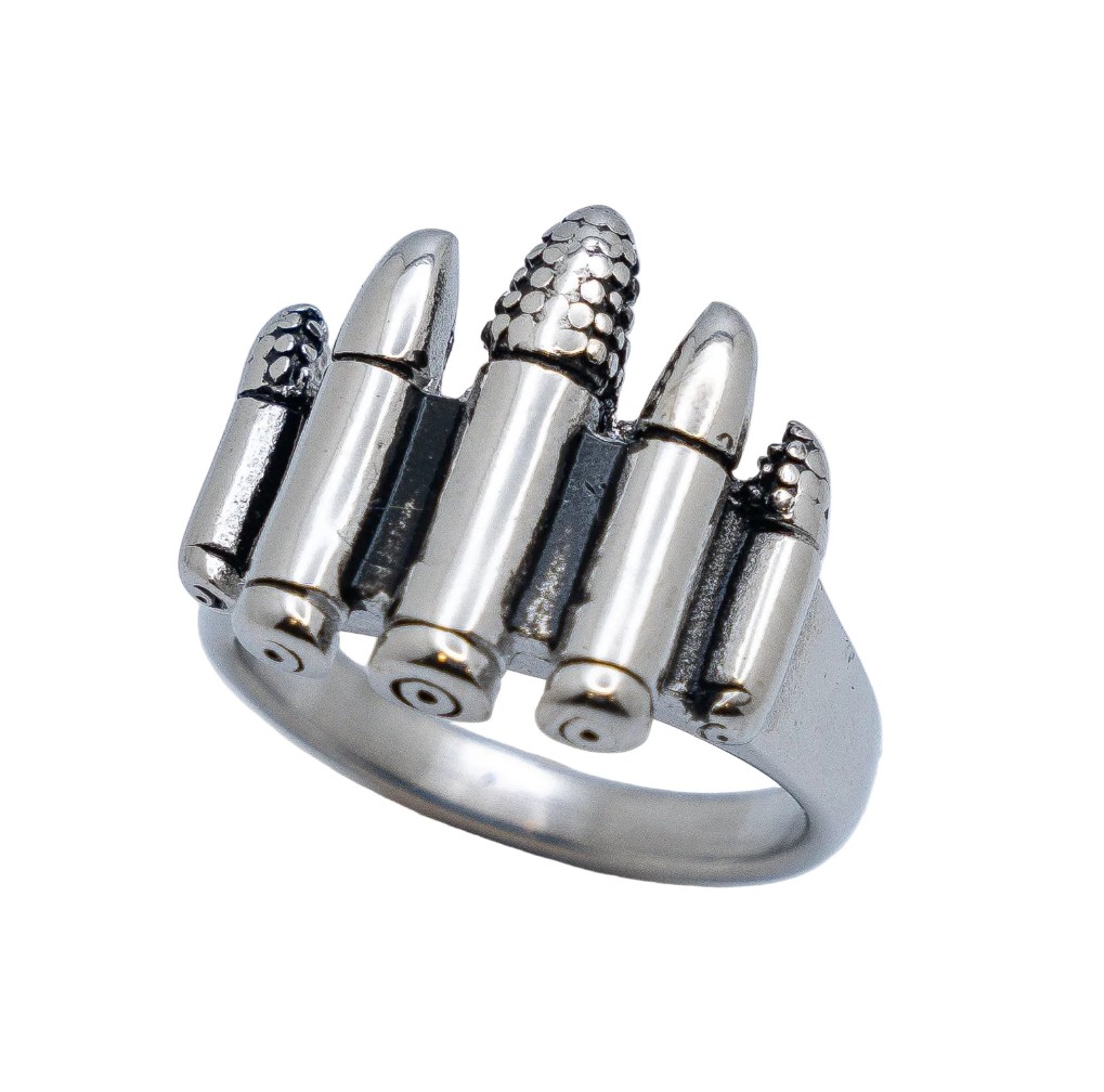 Men's 5 Bullets Ring Biker Stainless Steel Sizes 8 - 13 , Biker Jewelry ...