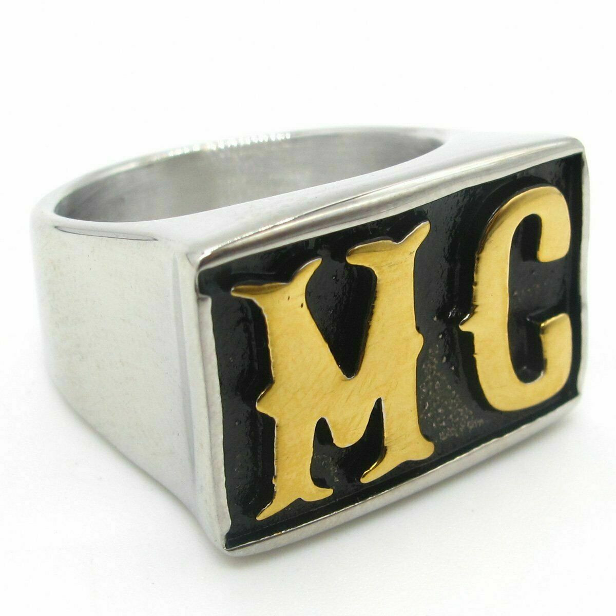 Men's Stainless Steel Motorcycle Club MC Biker Ring Gold Letters Sizes ...