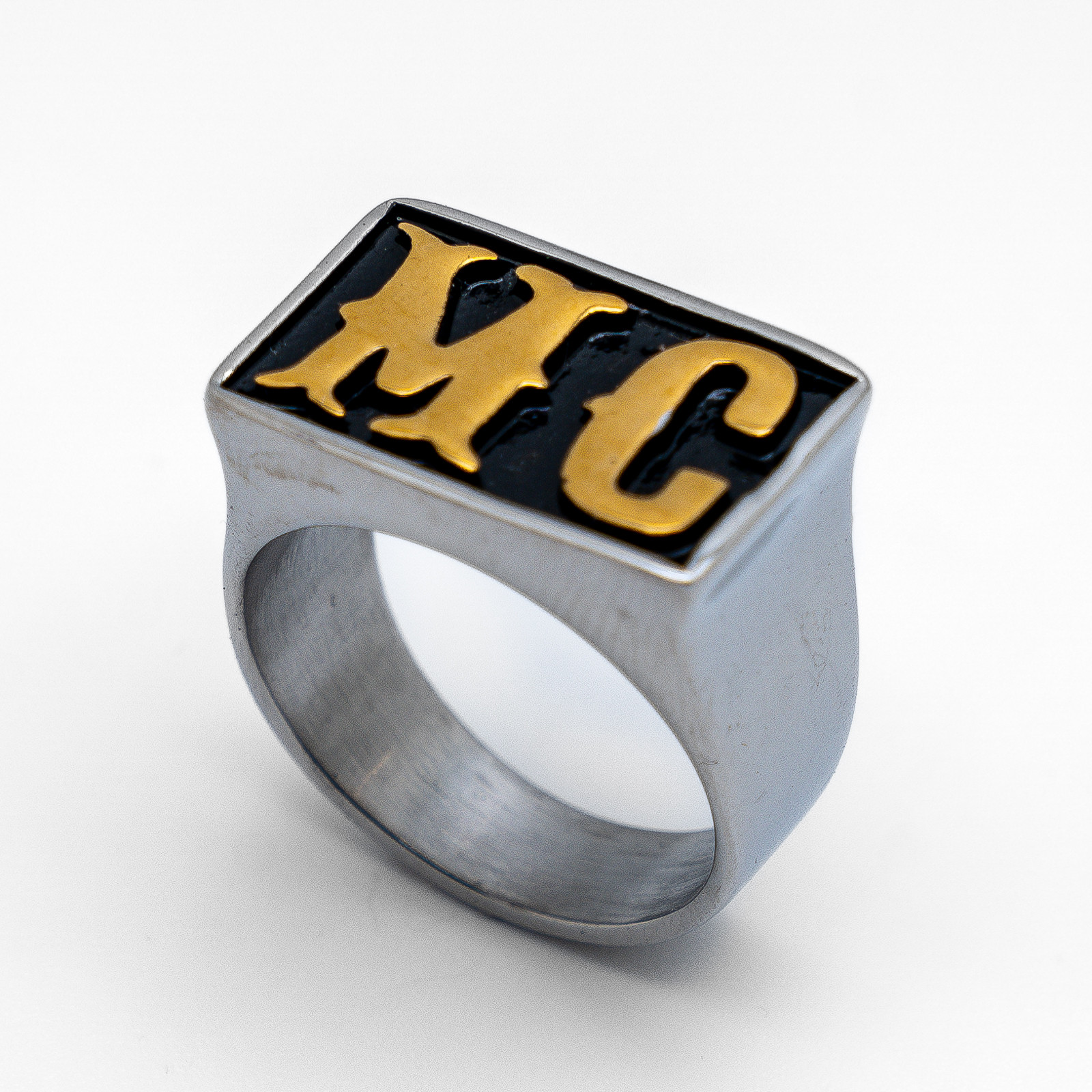 Men's Stainless Steel Motorcycle Club MC Biker Ring Gold Letters Sizes ...
