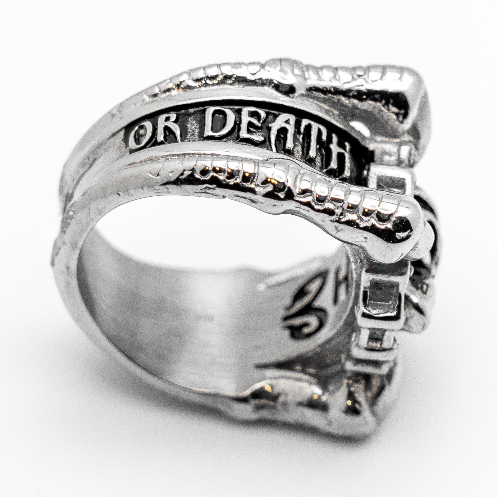 Men's Talon Skull Ring "Freedom or Death" Stainless Steel Heavy Metal ...