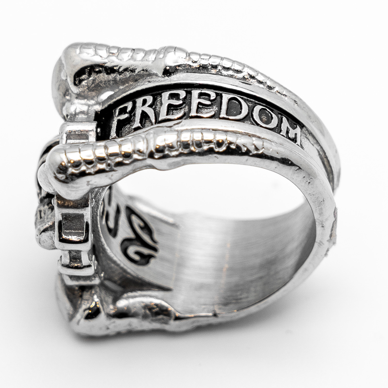 Men's Stainless Steel Freedom or Death Skull Motorcycle Biker Ring ...