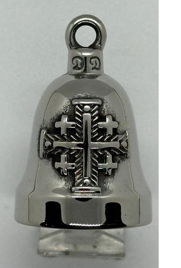 Stainless Steel Latin Religious Cross Motorcycle Ride Bell Deus Vult ...