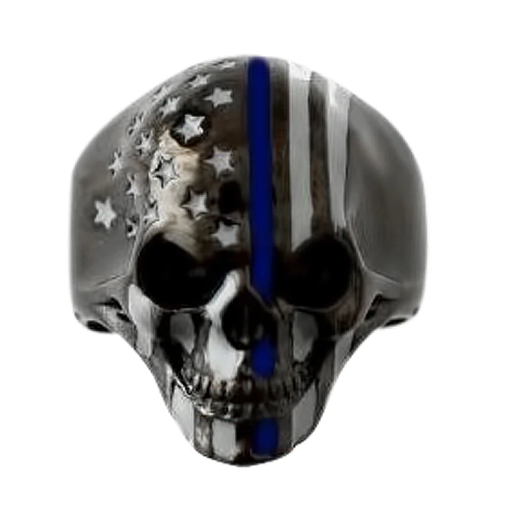 Stainless Steel Police Officer Black / Gunmetal Skull Thin Blue Line ...