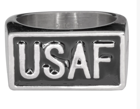 "USAF" Signet Ring Air Force Stainless Steel Unisex Military Ring SR101 ...