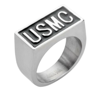 Unisex "USMC" Signet Ring MARINES Stainless Steel Military Ring Sizes 6 ...