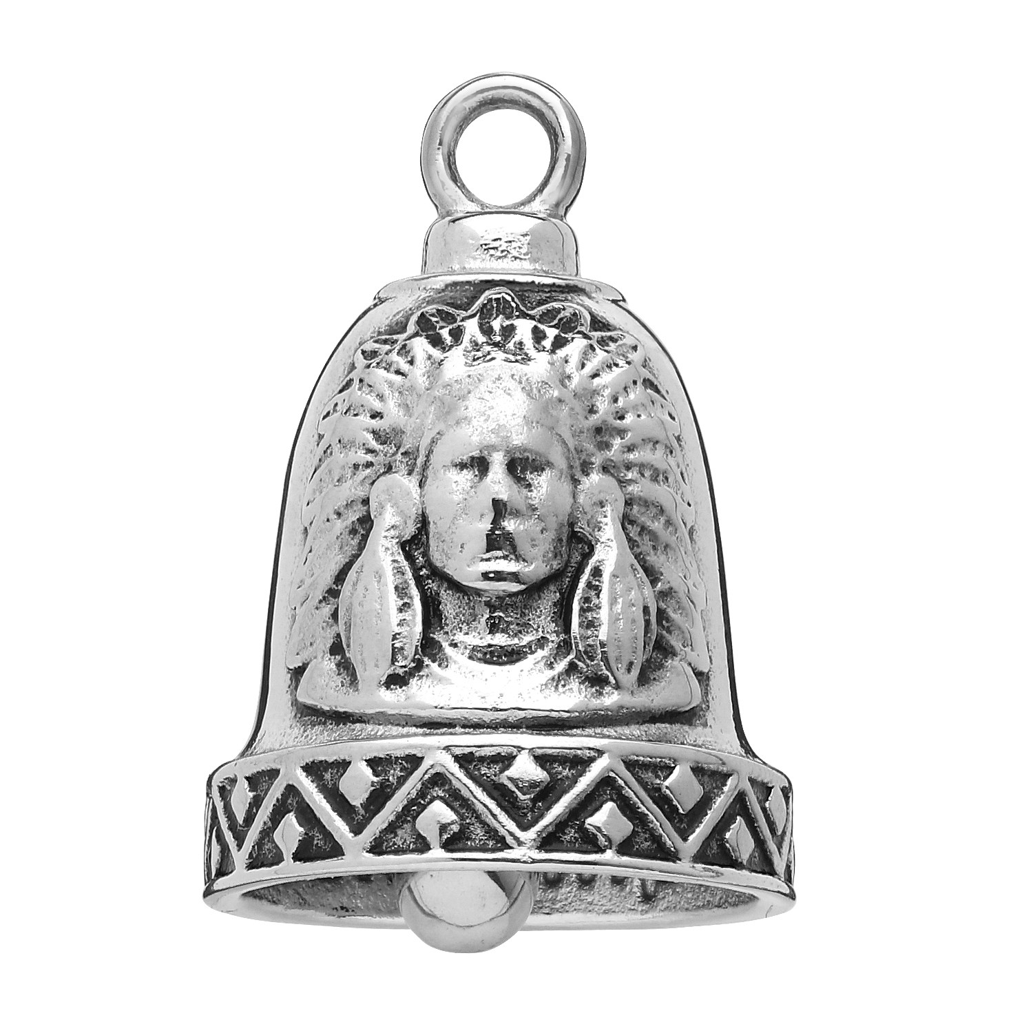 Two Sided Stainless Steel Motorcycle Ride Bell ® Indian Head Dress ...