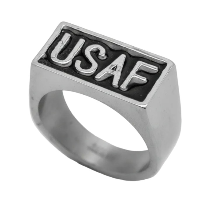 Unisex "USAF" Signet Ring Air Force Military Ring Stainless Steel Sizes ...